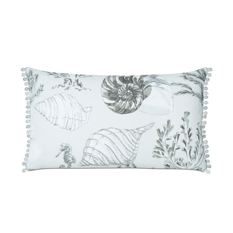 Eastern Accents Nerida Coastal Bead Trim Cotton Lumbar Pillow | Perigold