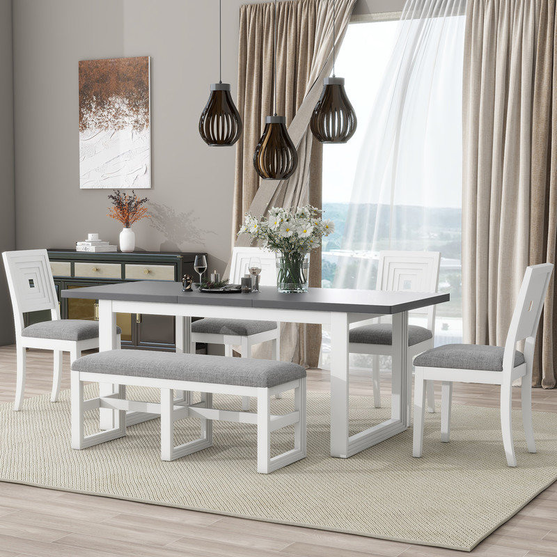 August Grove® Barklay Rectangular 78'' L x 36'' W Dining Set & Reviews ...