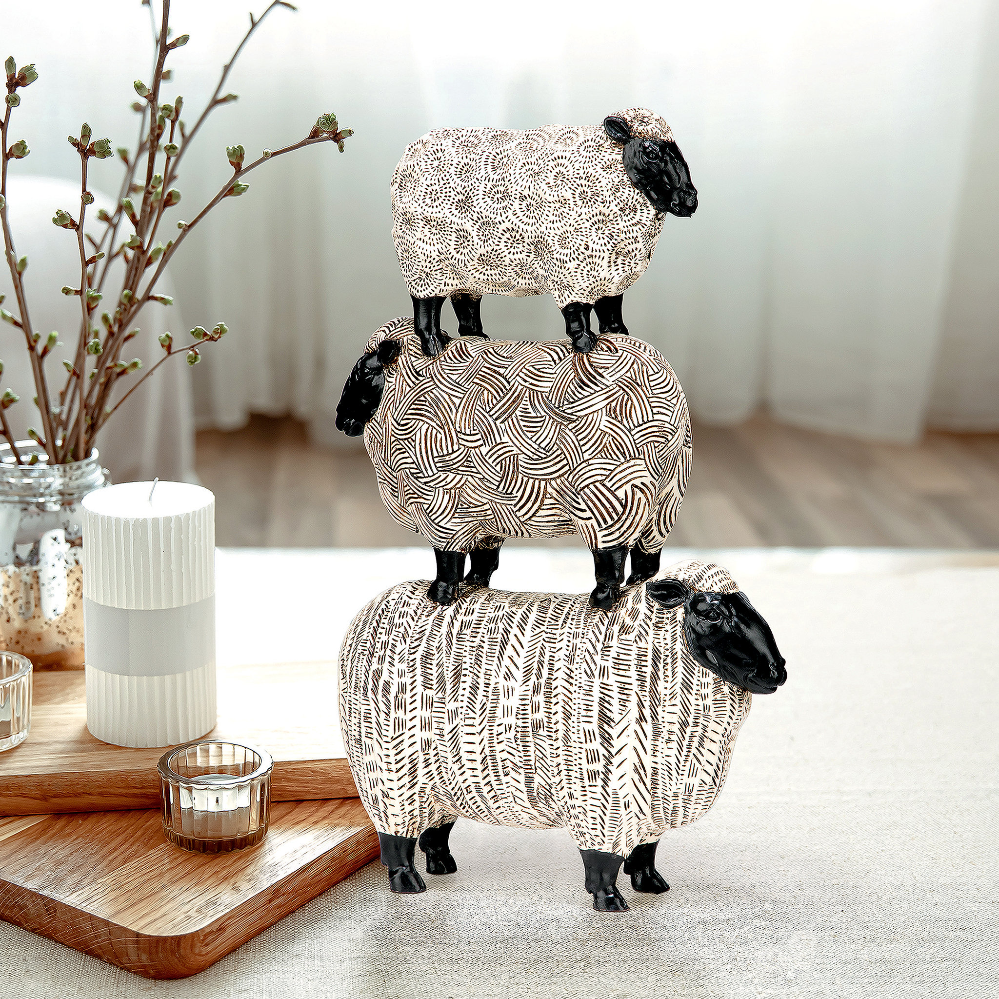 Design Toscano Stacked Sheep Spirit Animal Figurine & Reviews | Wayfair
