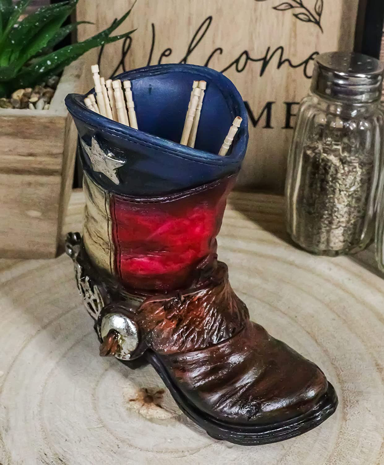 Union Rustic Fancy Cowboy Boot With Spur Toothpick Holder Decorative ...