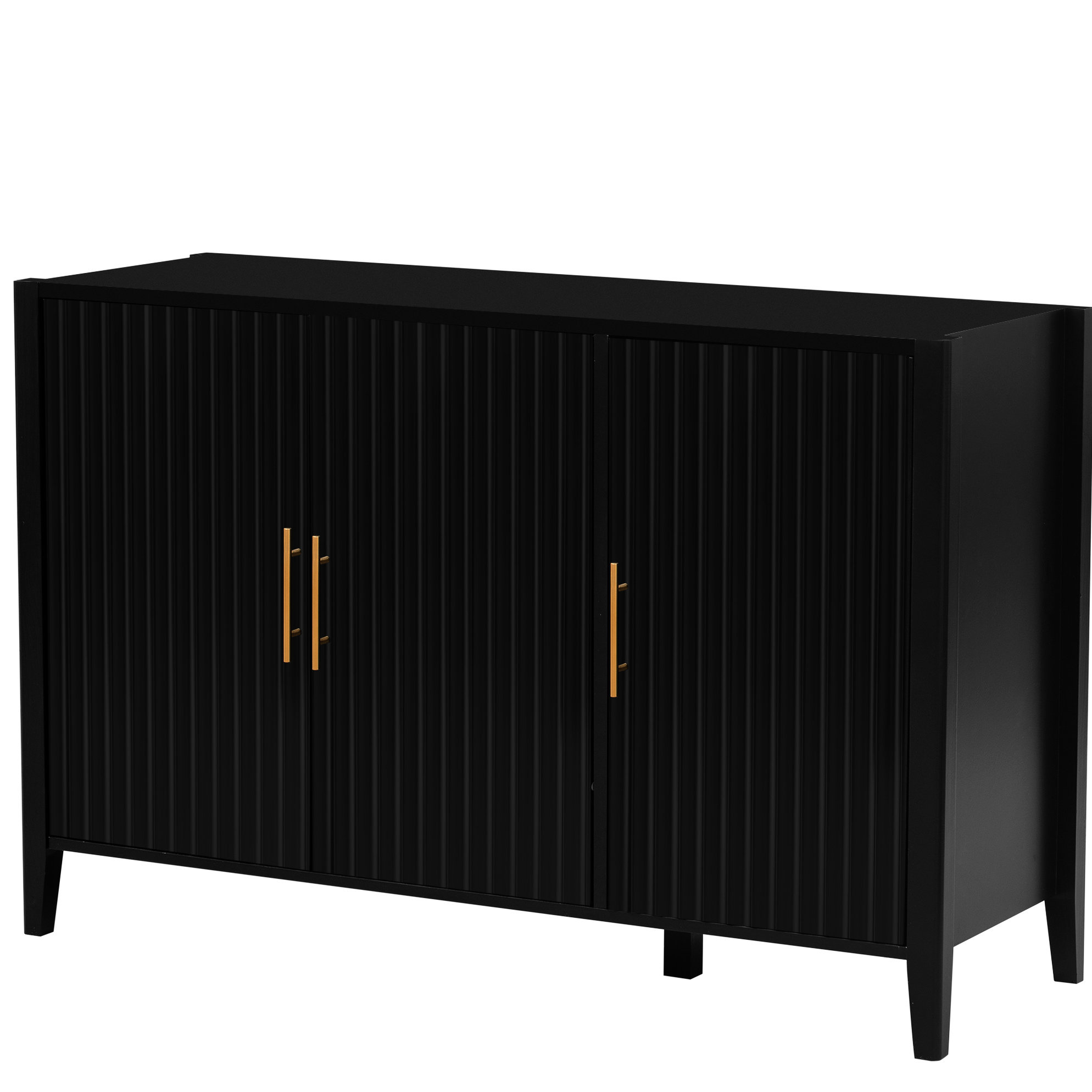 Latitude Run® Black Cabinet With Functional Metal Handles - Optimize ...
