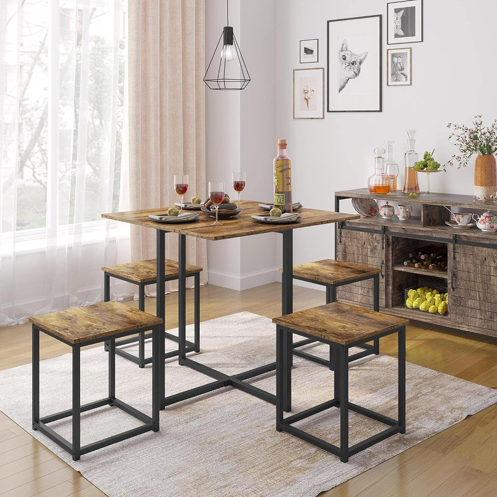 Ebern Designs Set For 4 Compact Kitchen Table And 4 Stools Space Saving ...