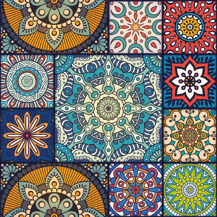 Bungalow Rose Indian Mandala Colourful 96" L X 24" W Peel And Stick ...
