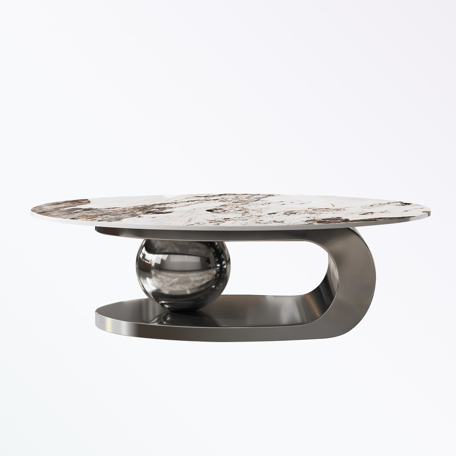 Brayden Studio® Oval shape Coffee Table with Stainless Steel Base and ...