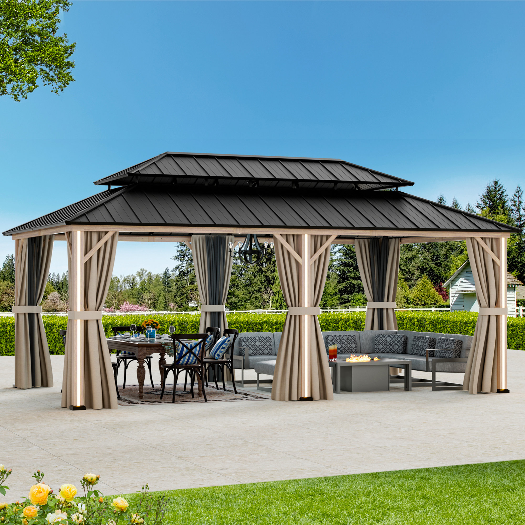 MODERN SHADE OUTDOOR LIVING SPACES Pavillon de jardin en aluminium ...