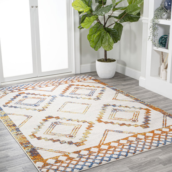 Union Rustic Amir Moroccan Beni Souk Ivory/Blue/Orange Rug & Reviews ...