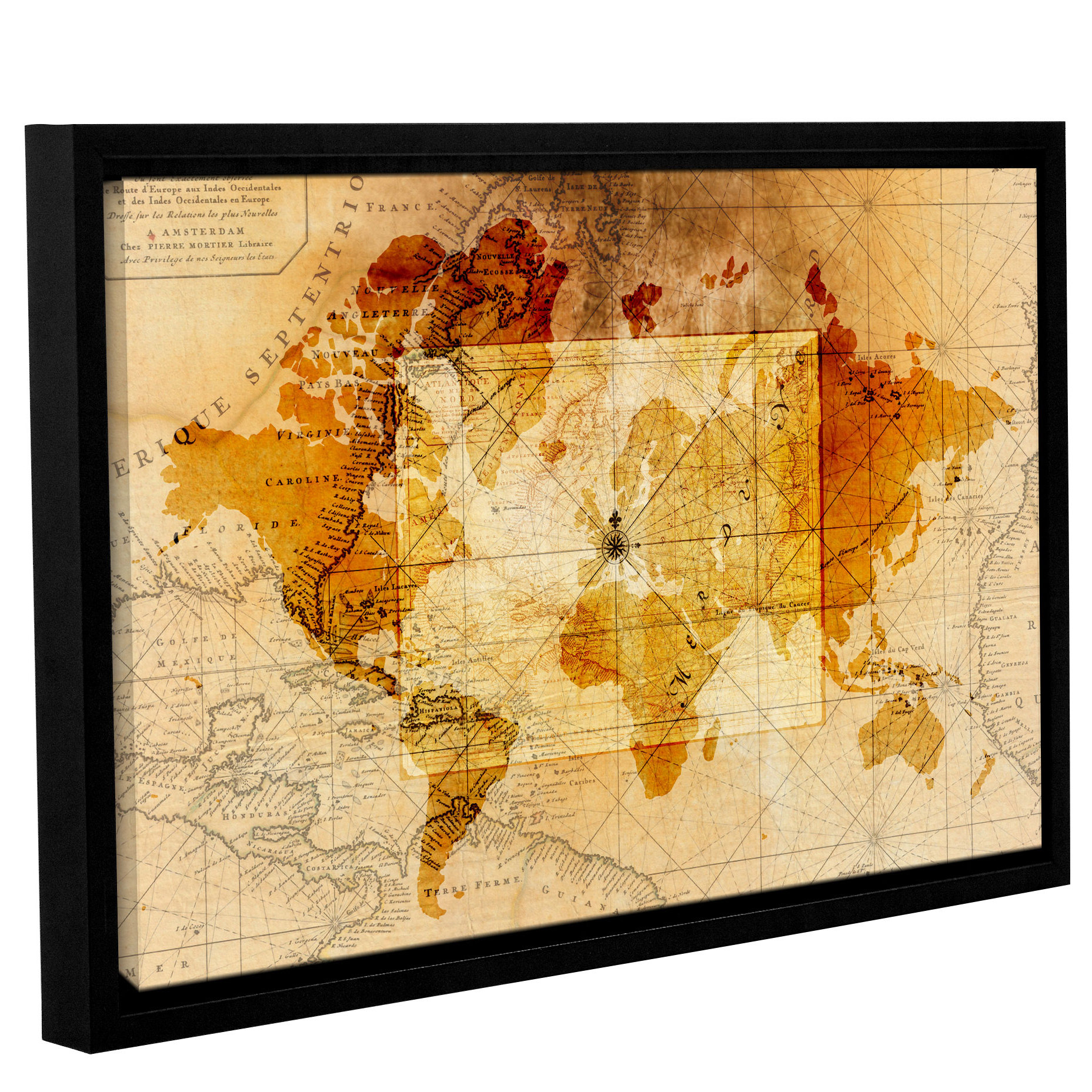 Williston Forge 'World Map Focus' Framed Graphic Art Print On Wrppaed ...