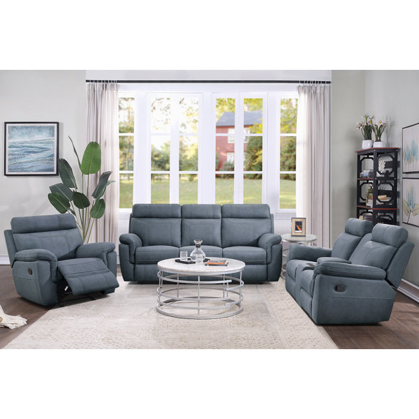 Latitude Run® Britain 3-Piece Microfiber Manual Reclining Living Room ...