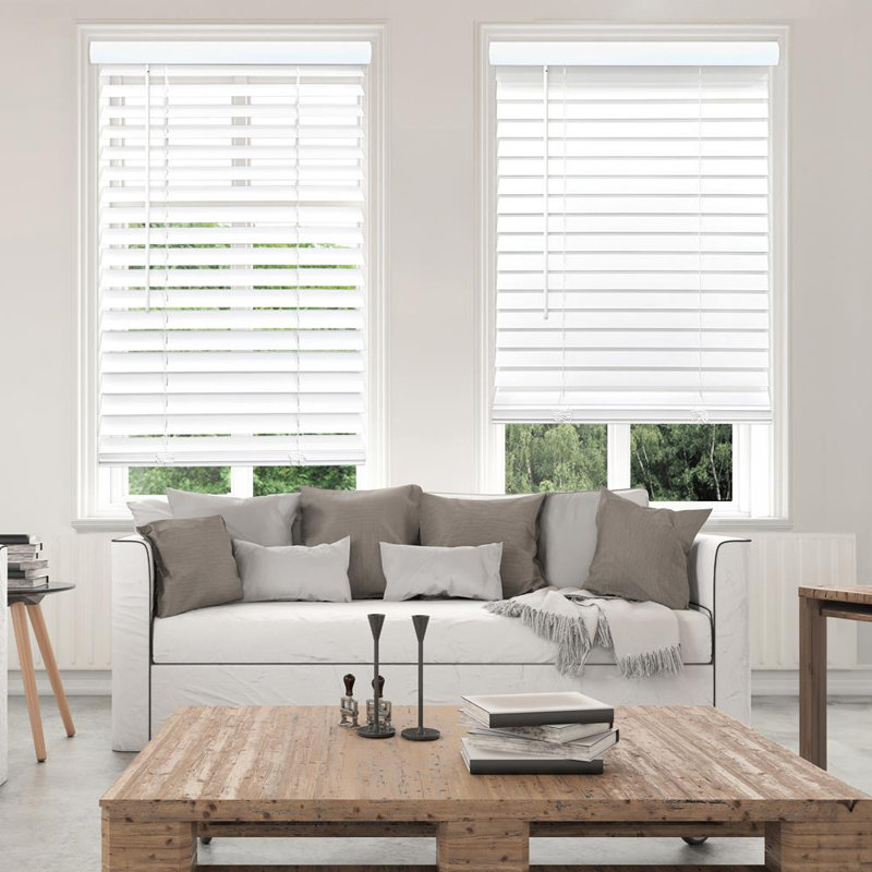 Symple Stuff 2-inch Room Darkening Slat Cordless Faux Wood Horizontal ...