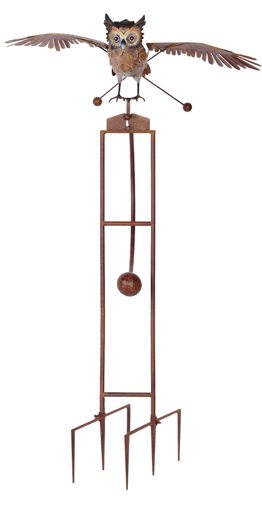 Arlmont & Co. Metal Rustic Owl Medium Sized Kinetic Balancing Outdoor ...