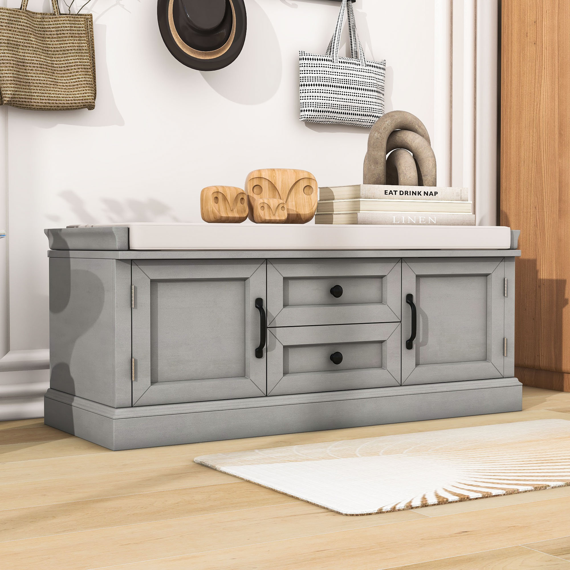 Red Barrel Studio® Mattalynn Vintage Entryway Storage Bench with ...