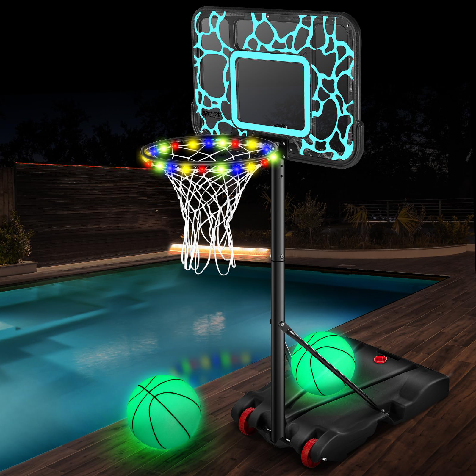 JETEHO Pool Basketball Hoop Adjustable Swimming With PC Shatterproof ...