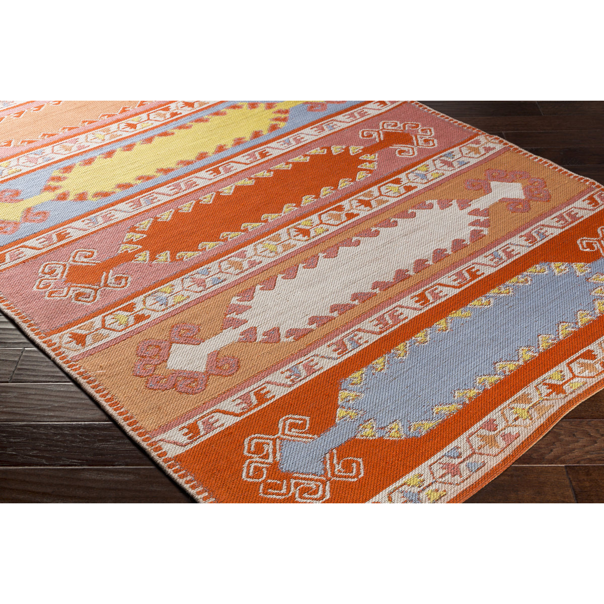 Dakota Fields Oriental Handwoven Orange/Blue/Yellow Area Rug & Reviews ...