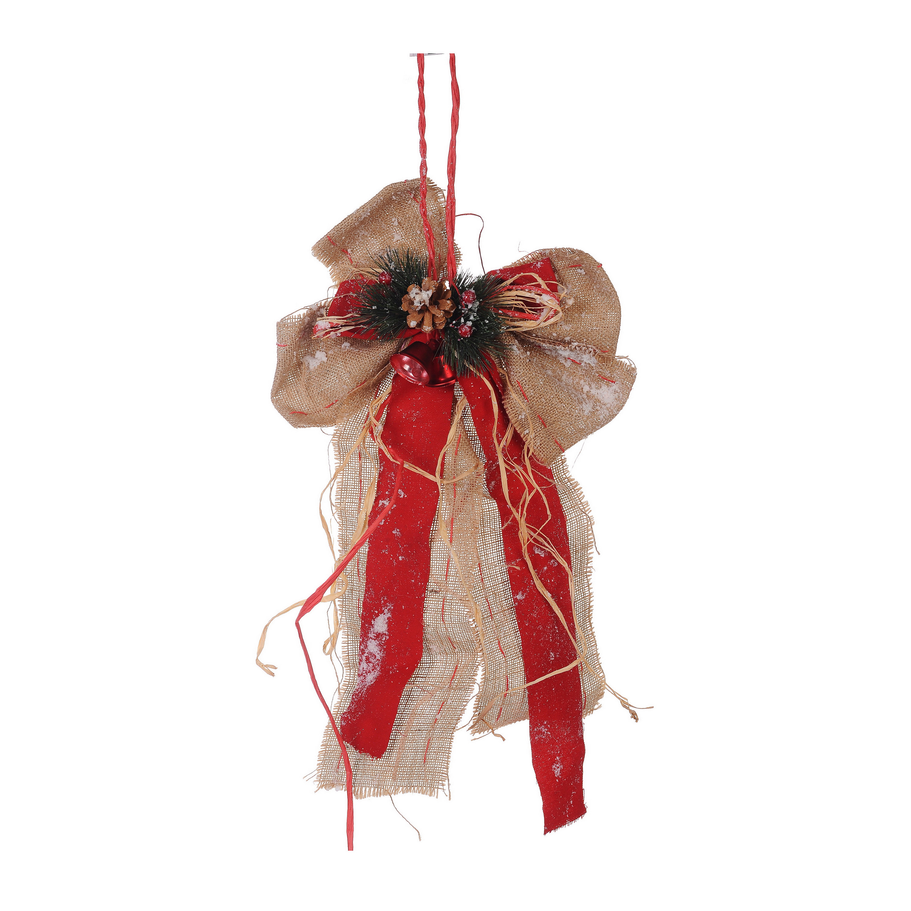 The Holiday Aisle® Hanging Bow with Faux Pinecone and Pine Accent ...