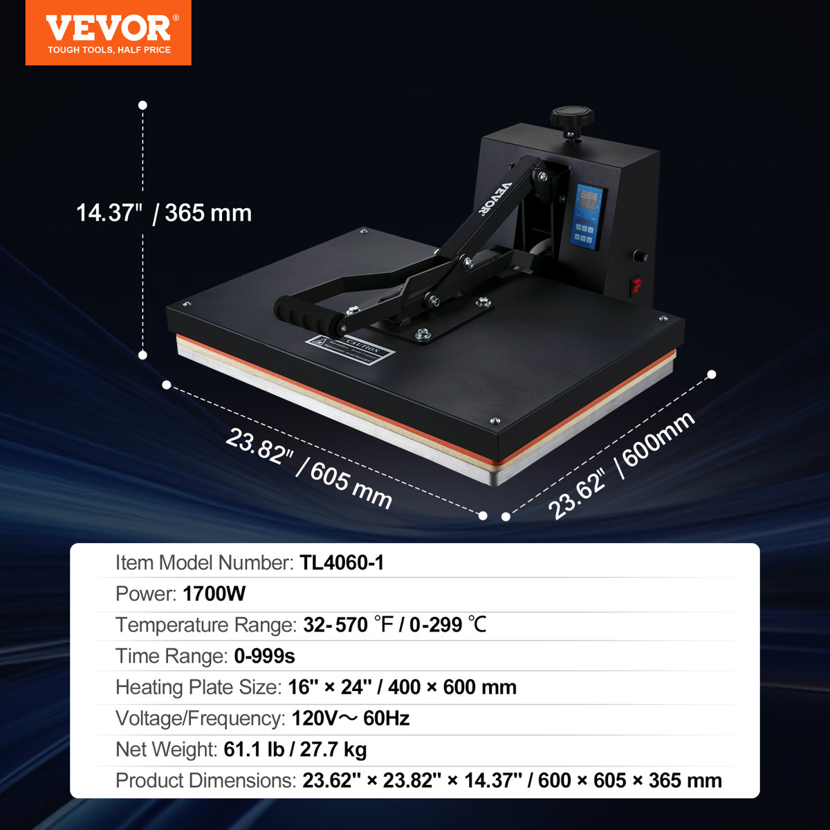 VEVOR Heat Press, 1700W Power Heat Press Machine, Fast Heating ...