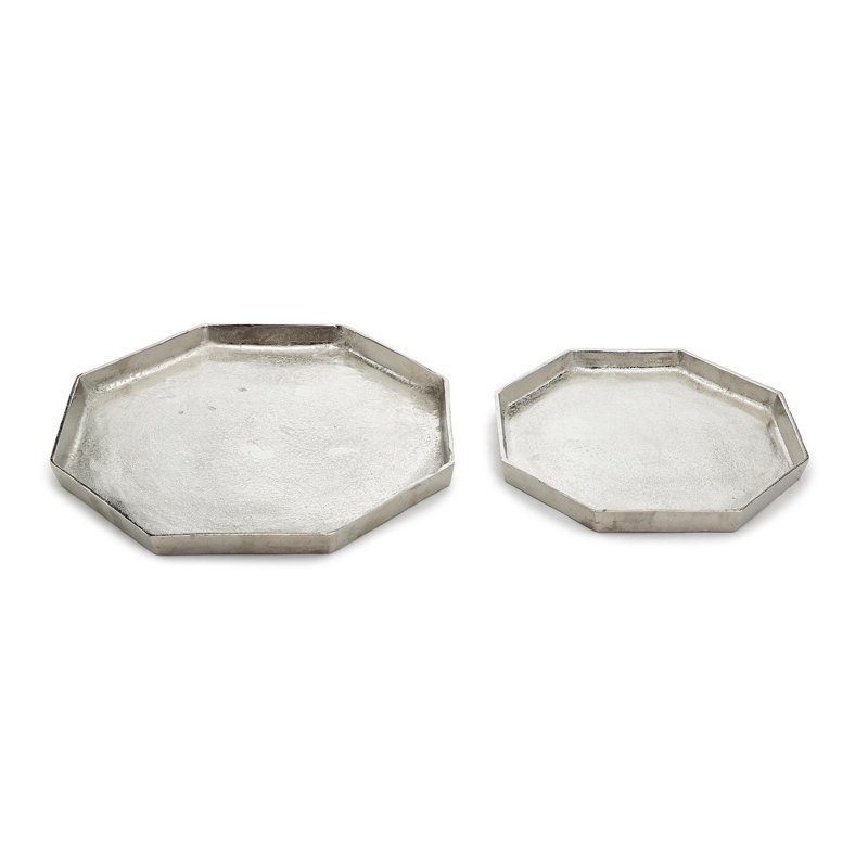 Birch Lane™ Set Of 2 Octagon Silver Tray | Wayfair