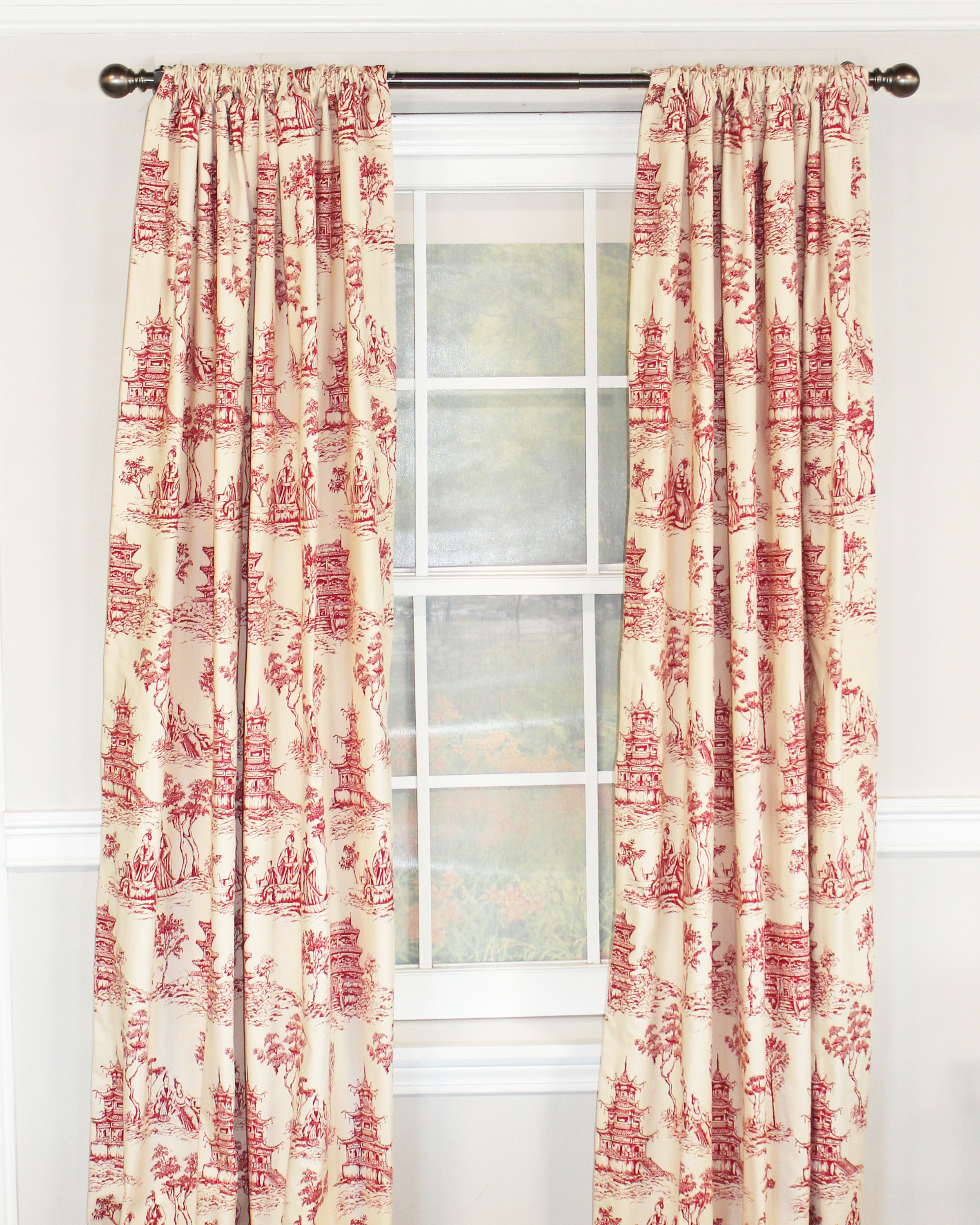 RLF Home Natural Linen Pair of Panels Color Red | Perigold