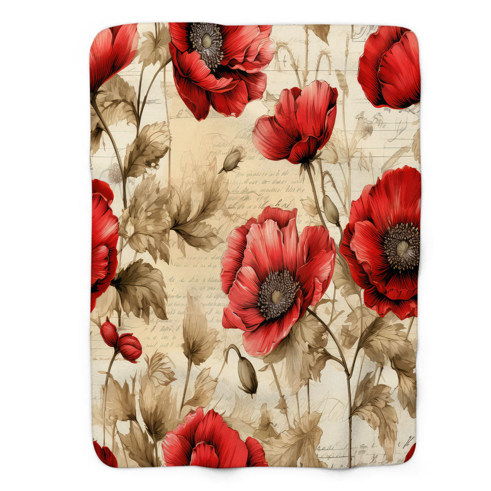 MentionedYou Scarlet Flower Cascade - 1 Piece Premium Sherpa Blanket ...