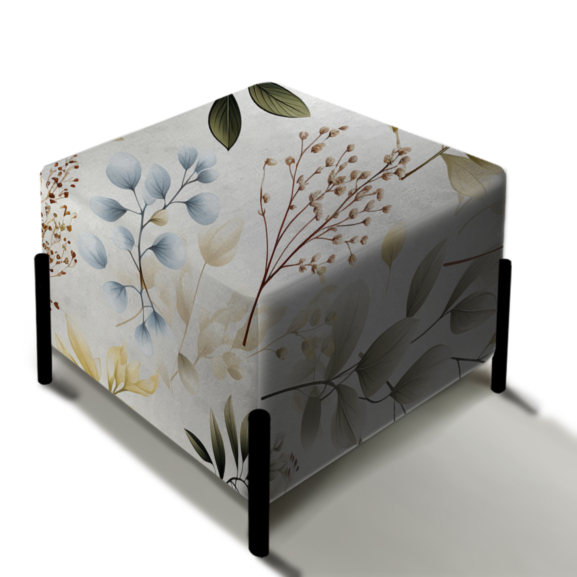 Design Art Delicate Ferns II - Plants Square Ottoman | Wayfair