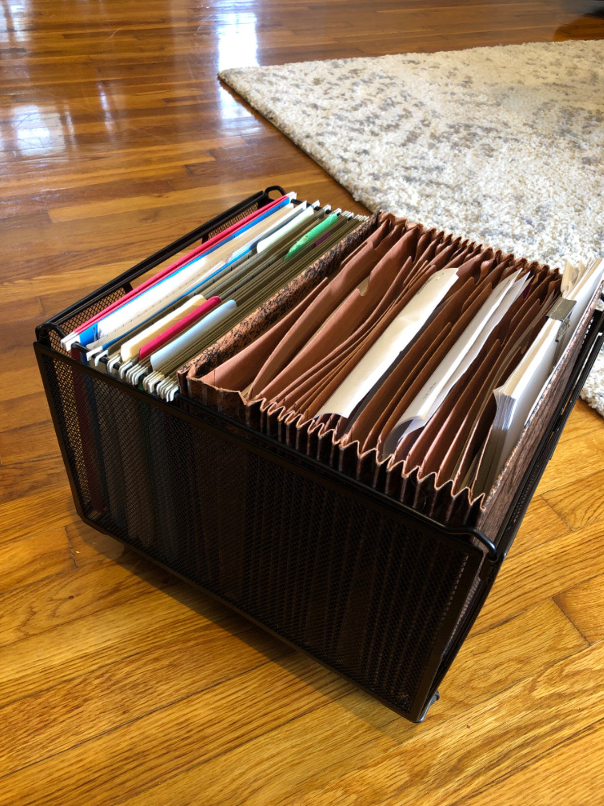 MODVAT Black Stackable Mesh Hanging File Organizer with Wheels ...