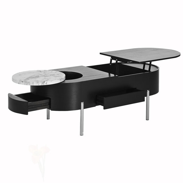 Ivy Bronx Modern Oval Lift Coffee Table with Hidden Compartments and ...