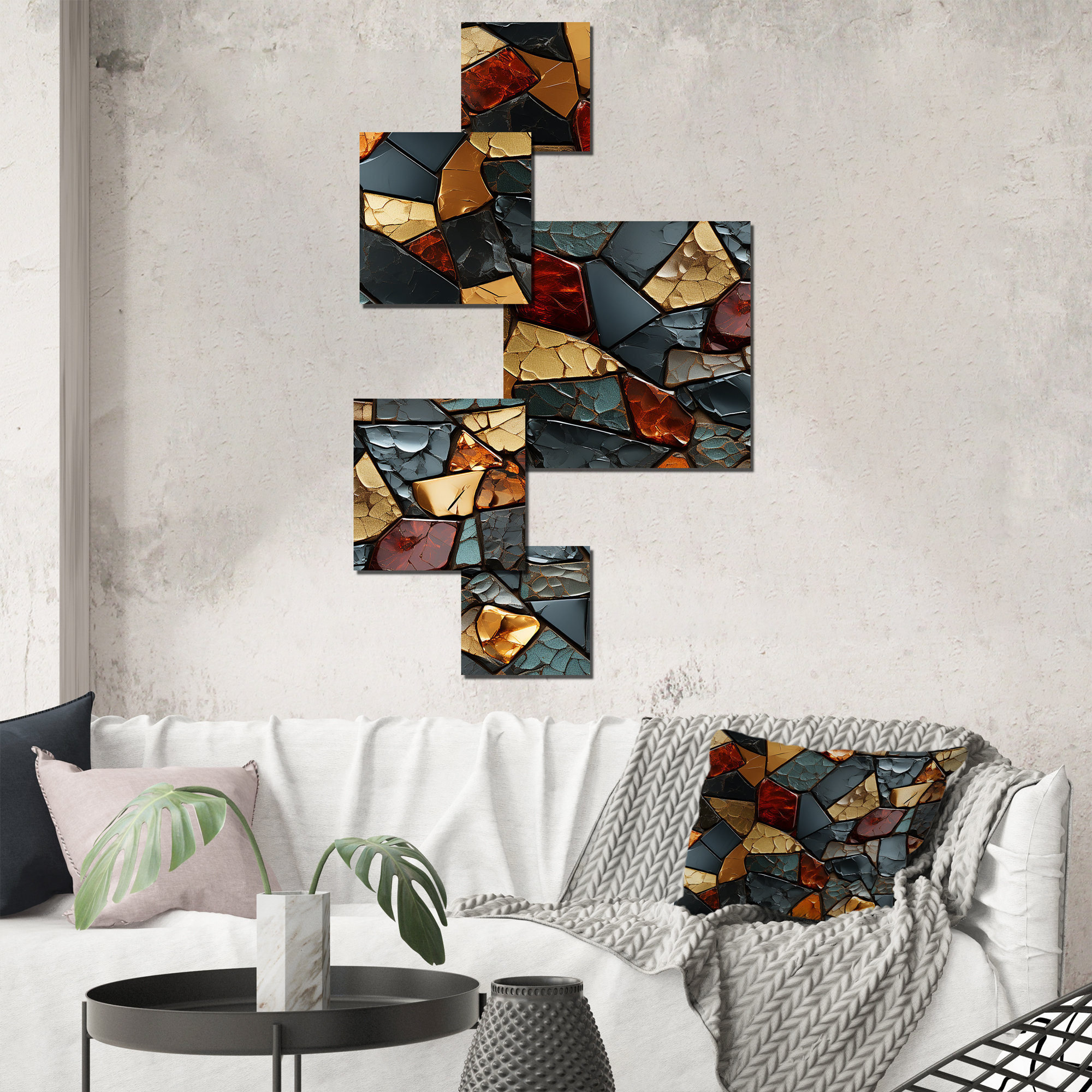 Mercer41 Cubic Mosaic Marble Tiles II - Abstract Tile Square Wall Art ...