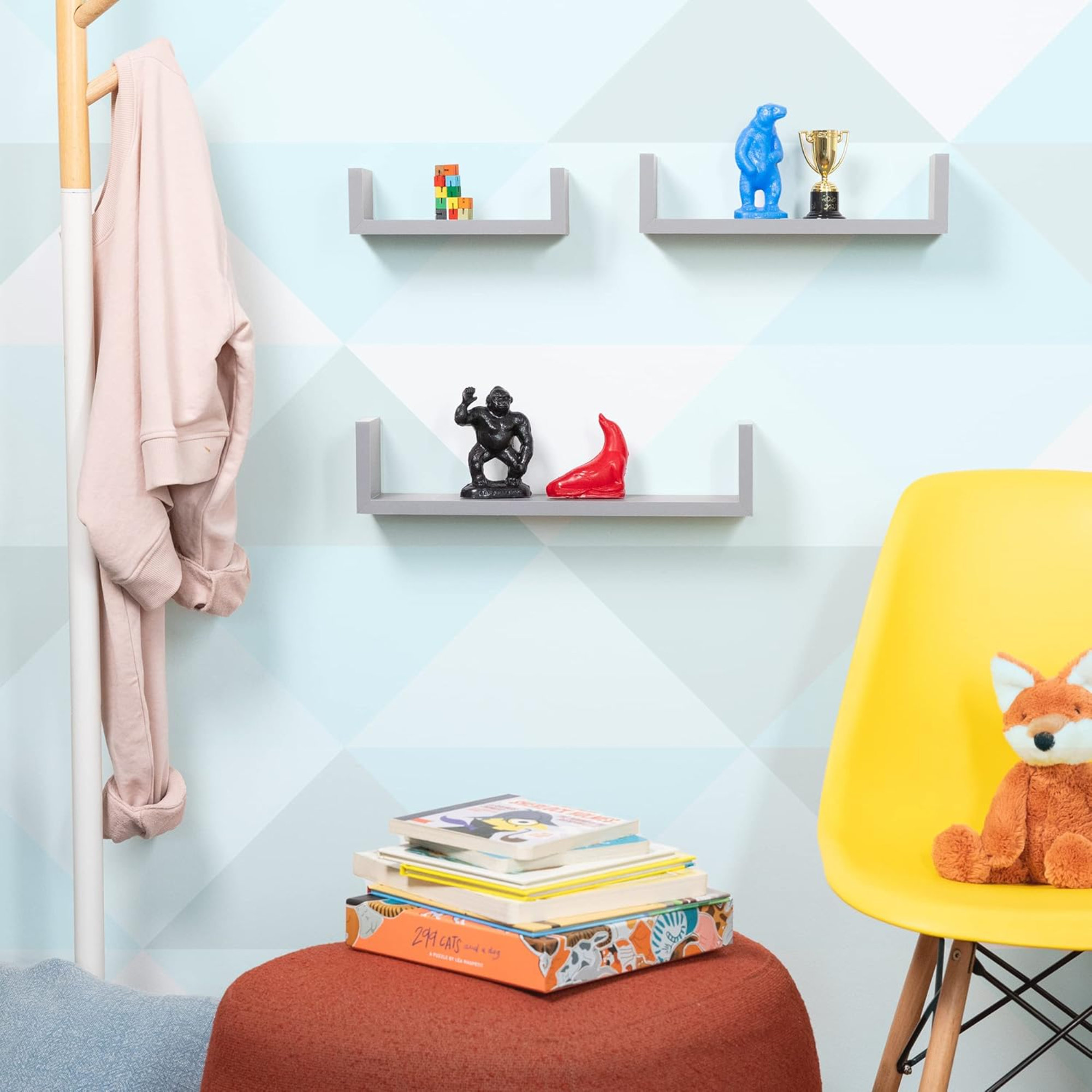 Ebern Designs Set Of 3 Floating “U” Shelves, Easy-To-Assemble Floating ...