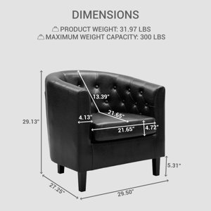 Winston Porter Tianny Tufted Accent Chair, Upholstered Barrel Chair ...