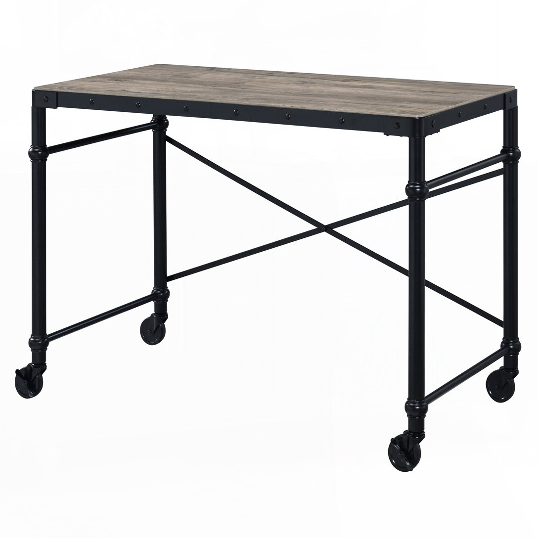 17 Stories Rustic Oak and Black Writing Desk - Wayfair Canada