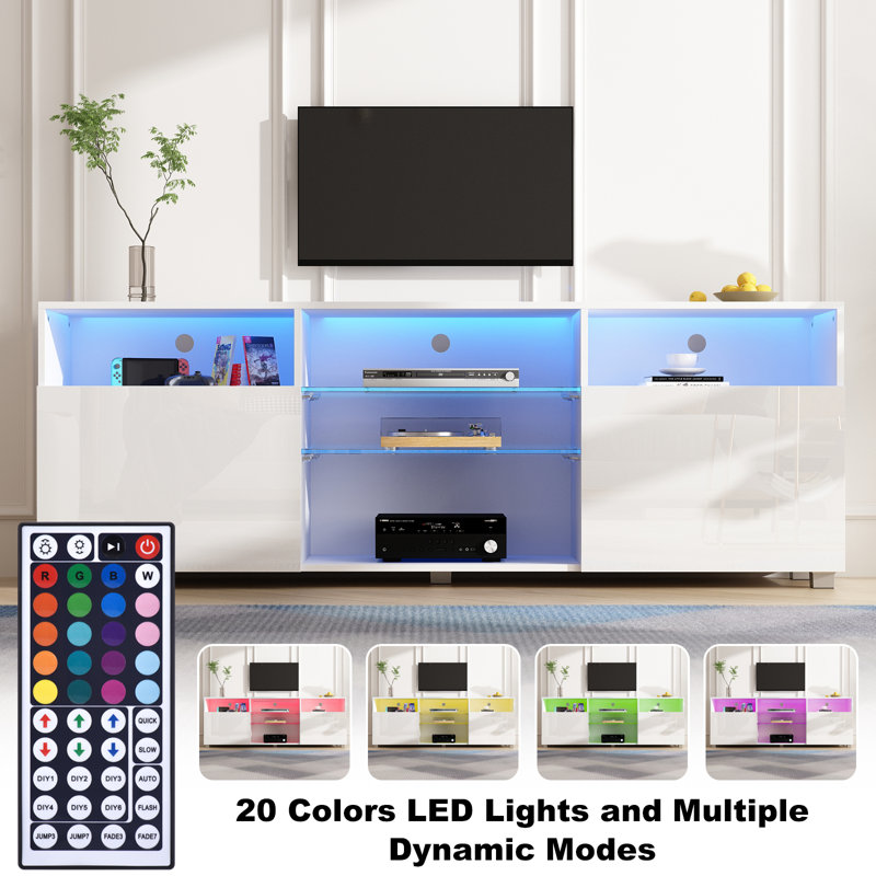 Orren Ellis LED TV Stand, Modern TV Stand With LED Lights And High ...