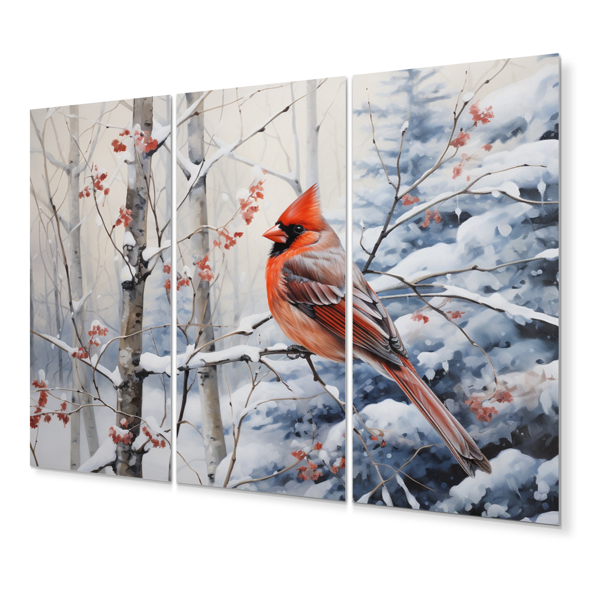 Design Art Canada Red Cardinal Bird Winter Wonderland I - Animals Metal ...