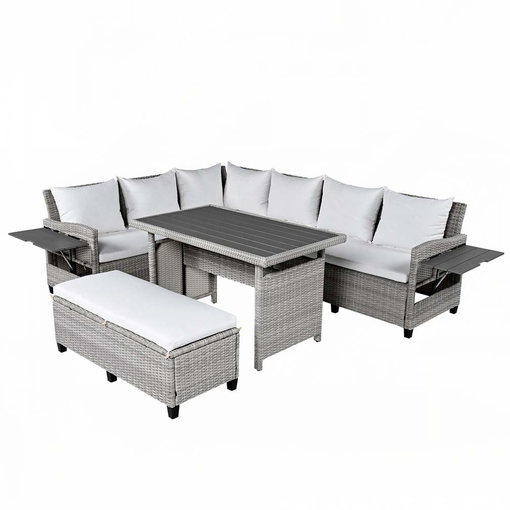 Latitude Run® 5-Piece Outdoor Patio Rattan Sofa Set, Sectional PE ...