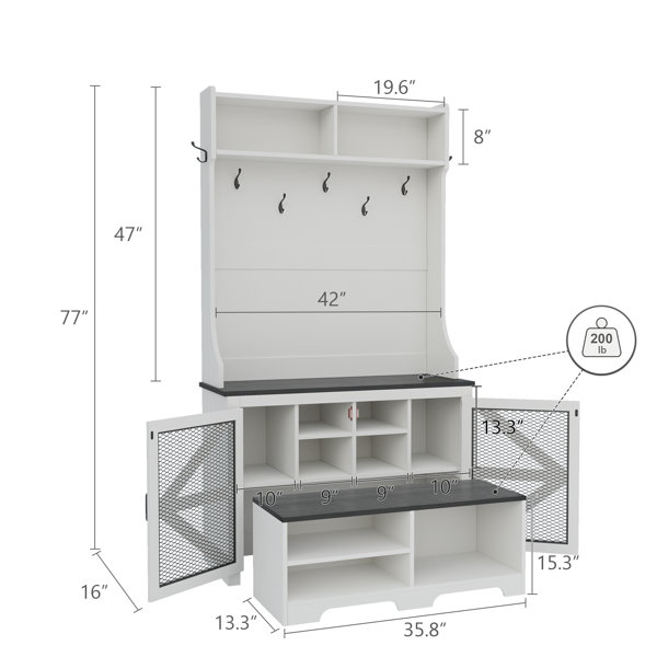 August Grove® 77 Inches Hall Tree, Modern Hall Tree with Bench, Coat ...