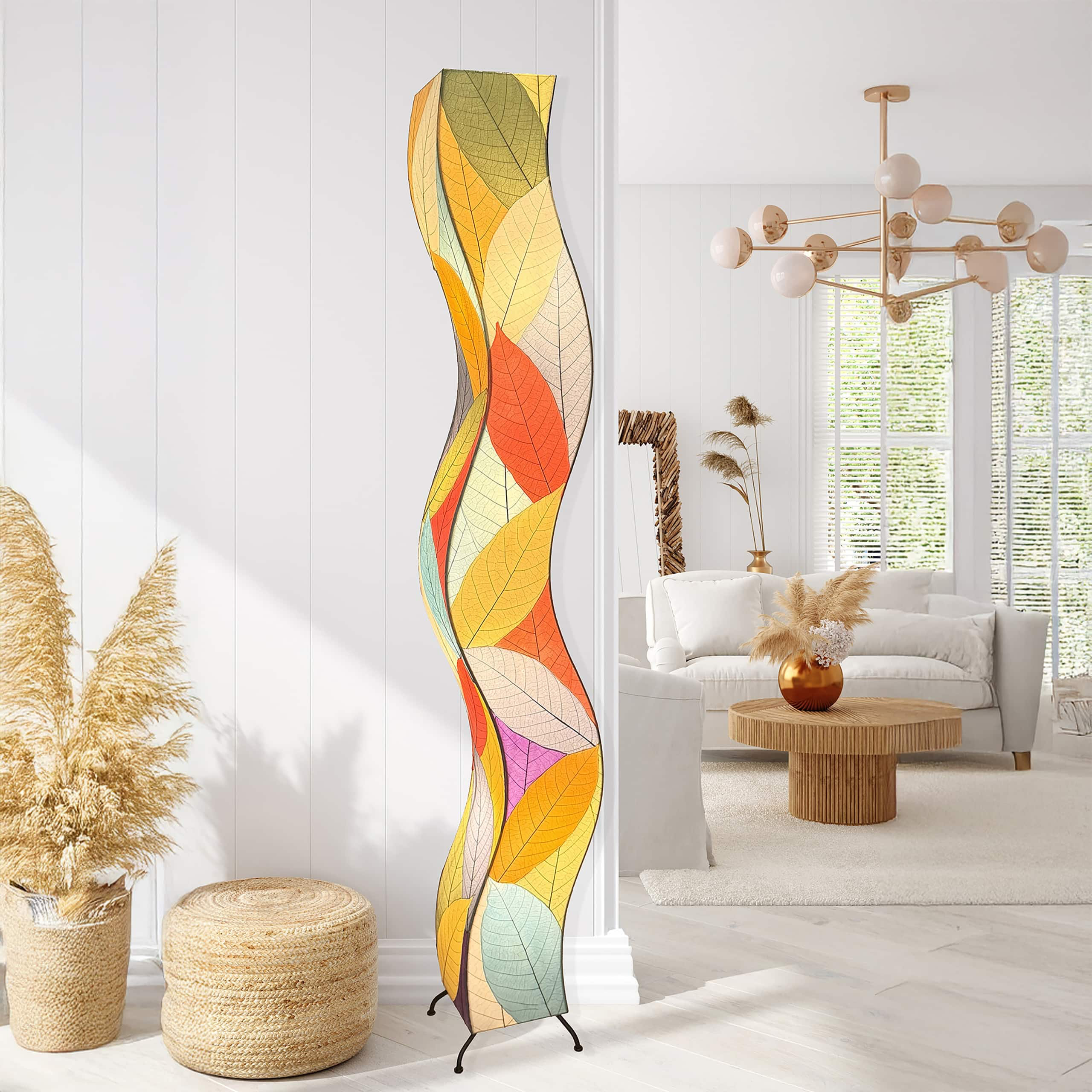 Orren Ellis Wrapped Wave Floor Lamp Multi Color | Wayfair