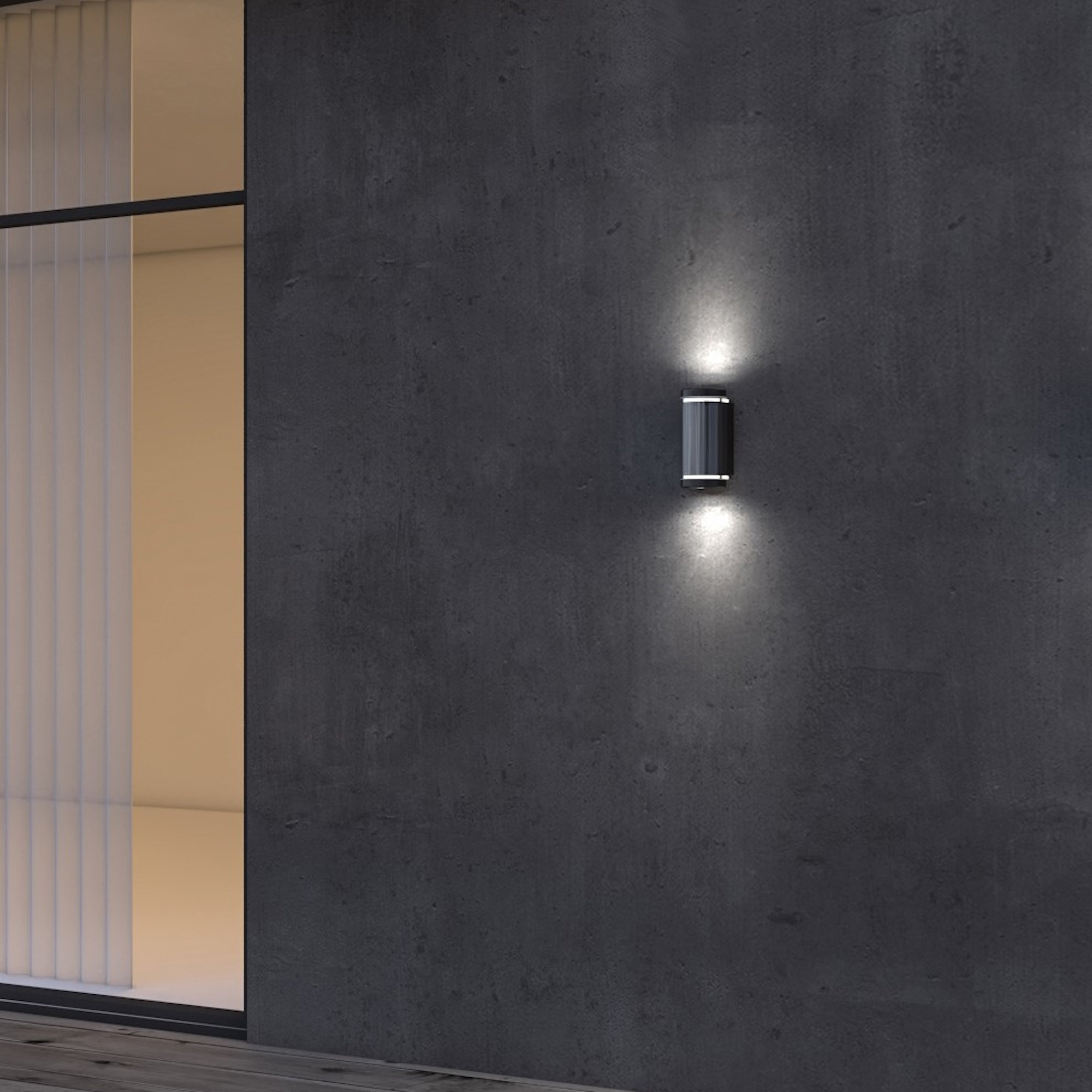 Gama Sonic Modern Outdoor Solar Up and Down LED Flush Mount Wall Sconce ...