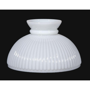 BEAUTY DEPOT Lamp 10" Cased White Glass Ribbed Student Lamp Shade ...