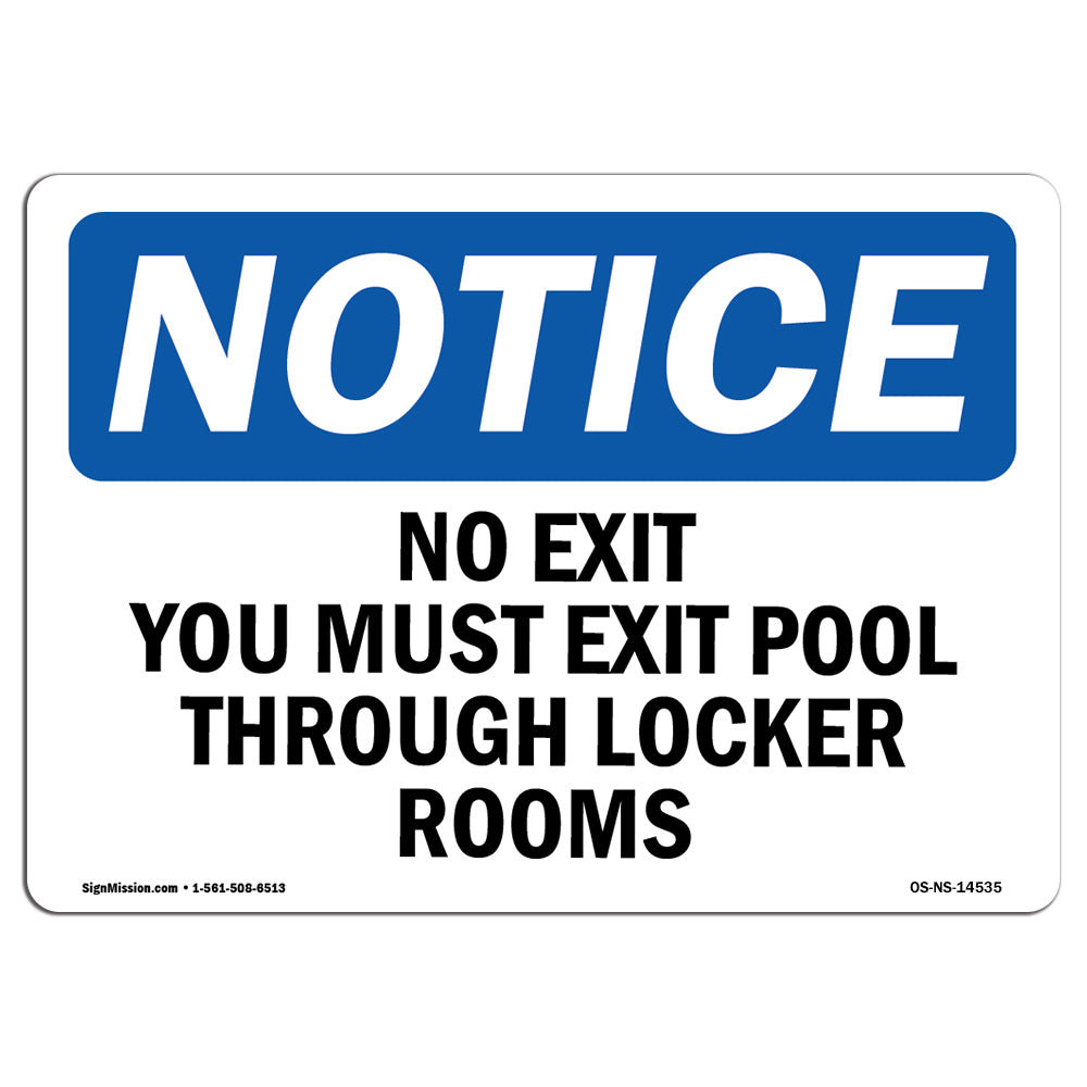 SignMission No Exit You Must Exit Pool Through Locker Rooms Sign | Wayfair