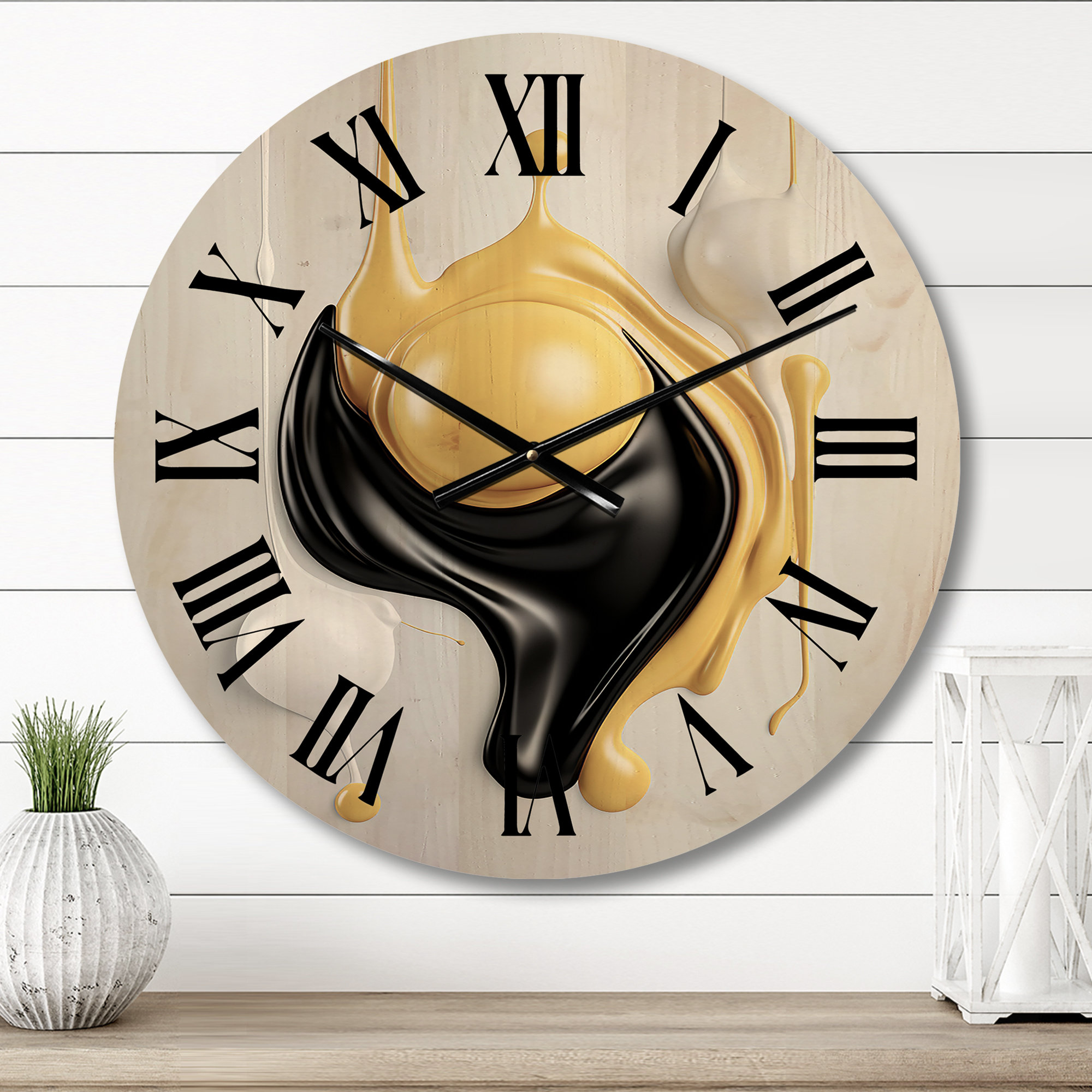 East Urban Home Liquid Minimal Abstract in Black Yellow White I ...