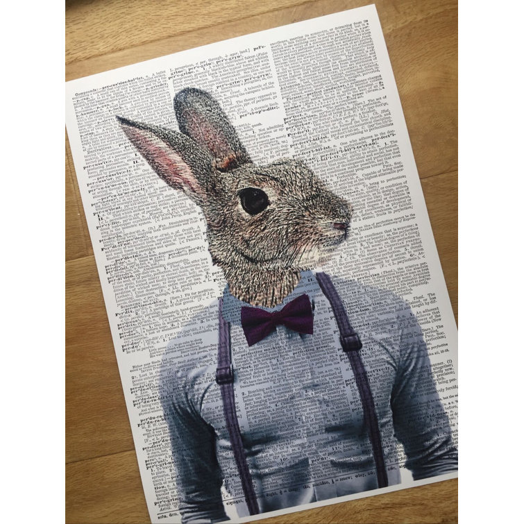 Happy Larry A3 Hare Dictionary Print - Rabbit Wall Art - Animal Print ...