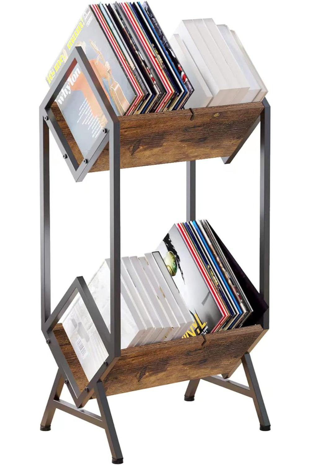 17 Stories 2-Tier Vinyl Record Storage, Metal Vinyl Record Holder For ...