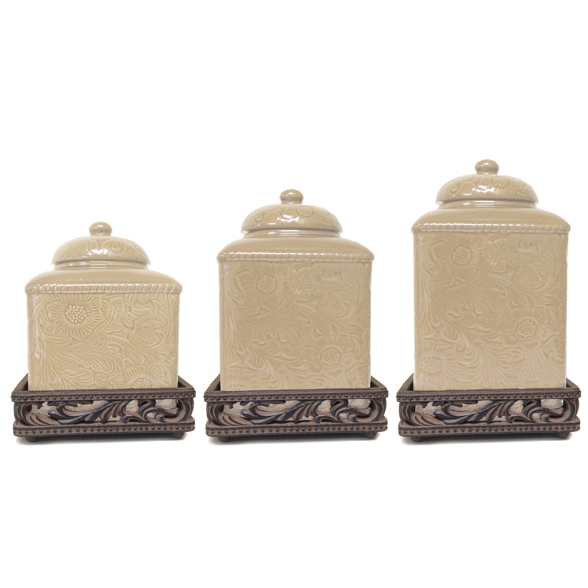 HiEnd Accents Savannah Ceramic Floral Pattern Western Style 6 Piece ...