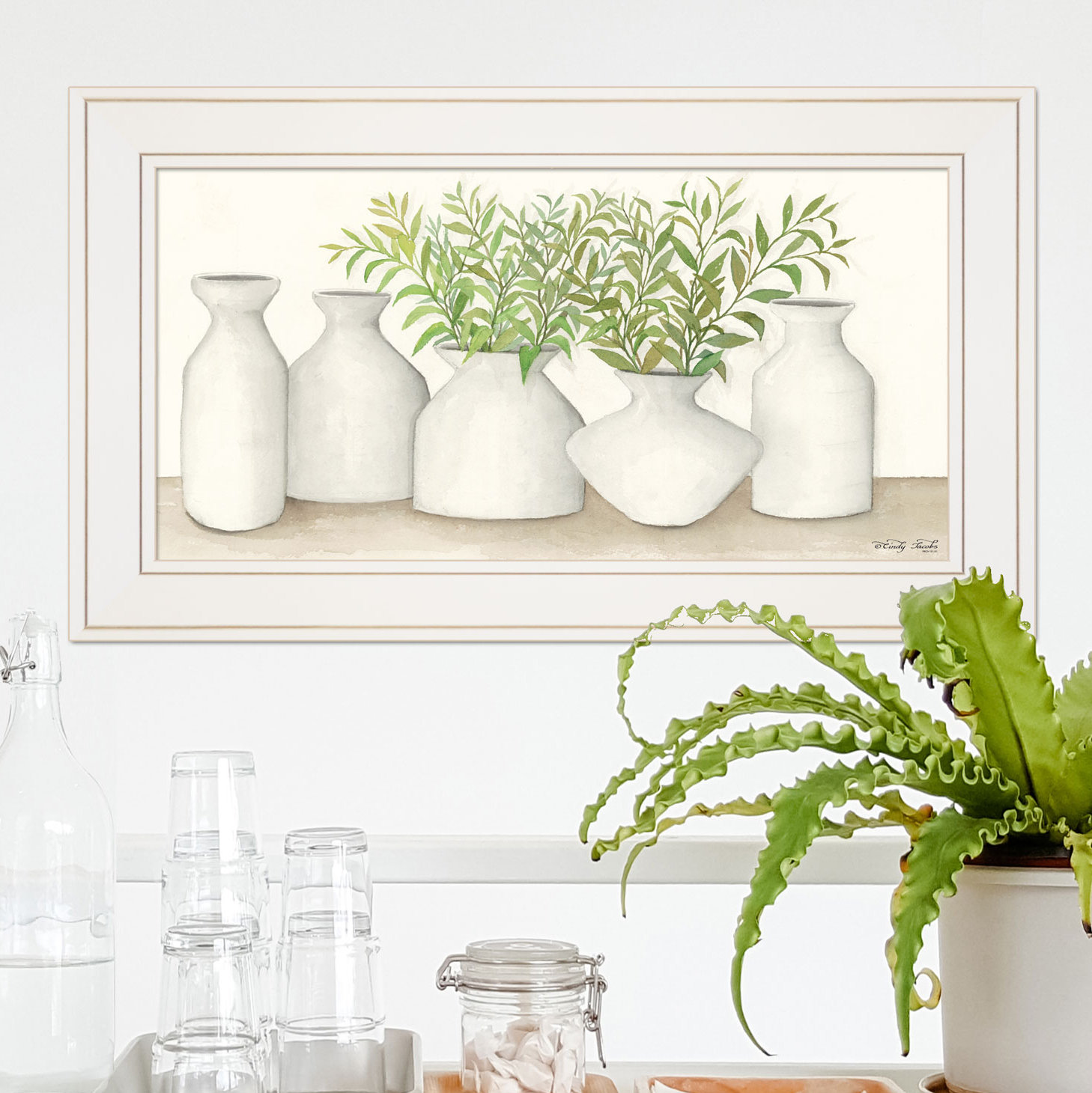 August Grove® Simplicity in White II Framed Wall Art for Living Room ...