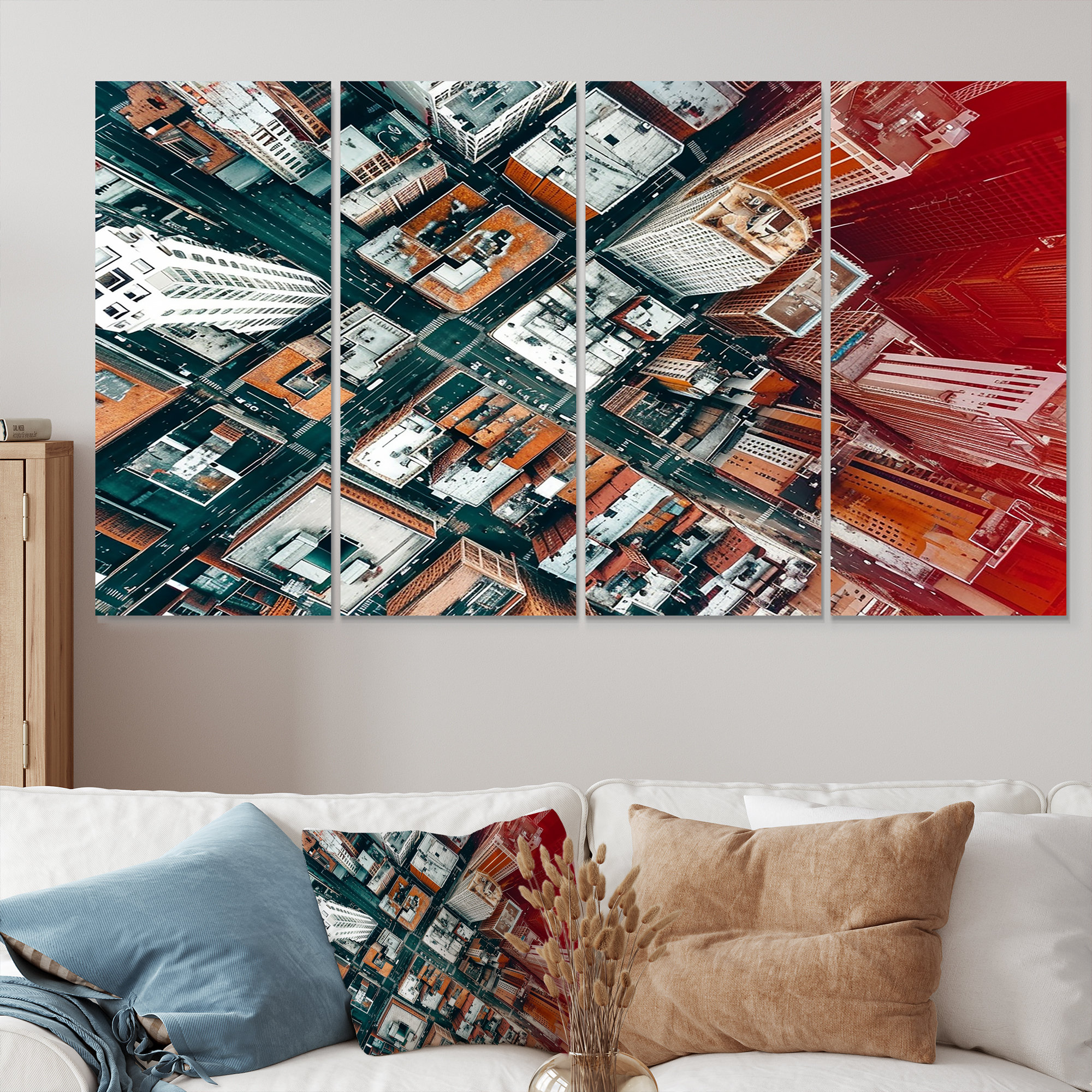 Design Art Aerial View New York Skyscrapers - City Buildings Wall Art ...