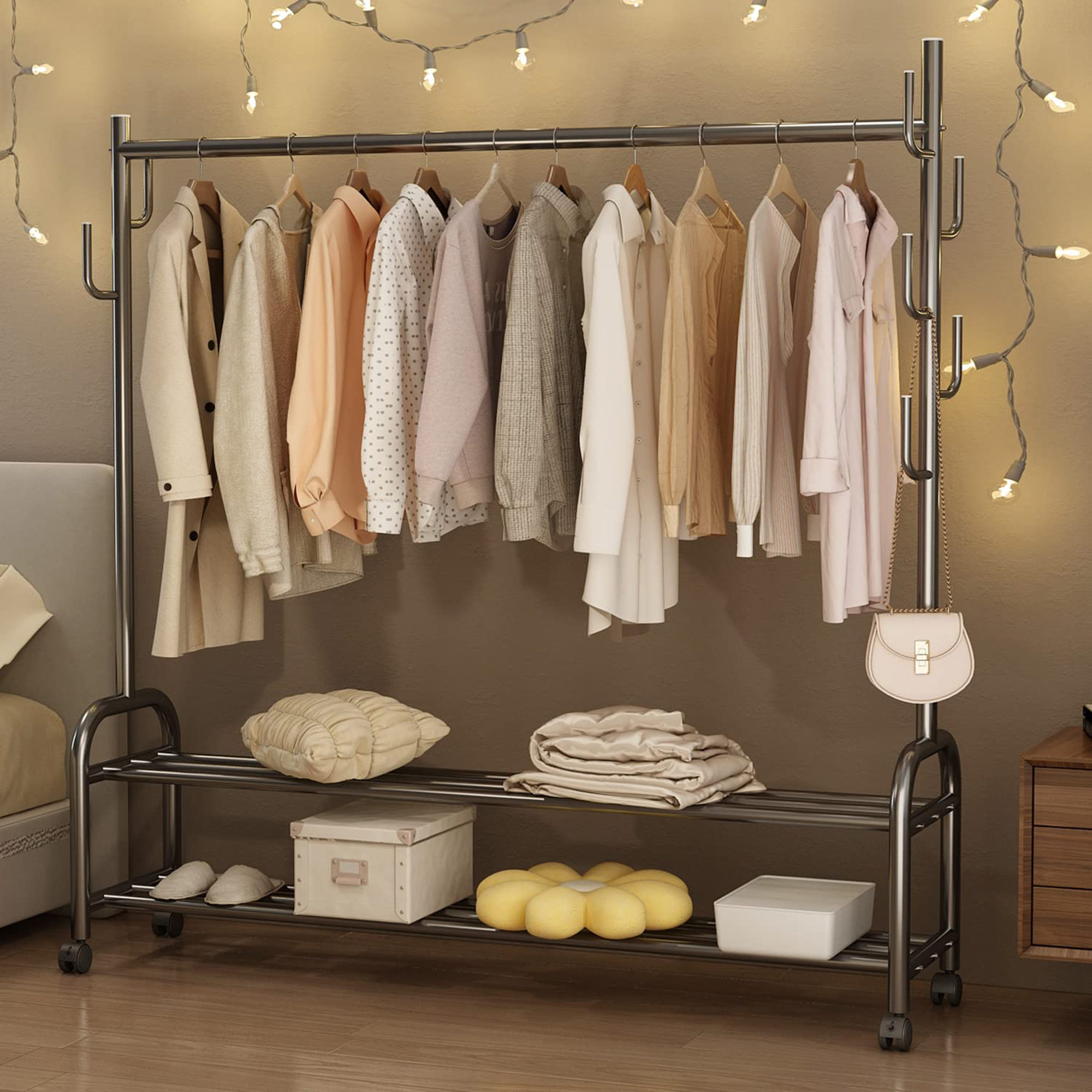 Everly Quinn Mantej 39.4'' Metal Rolling Clothes Rack - Wayfair Canada