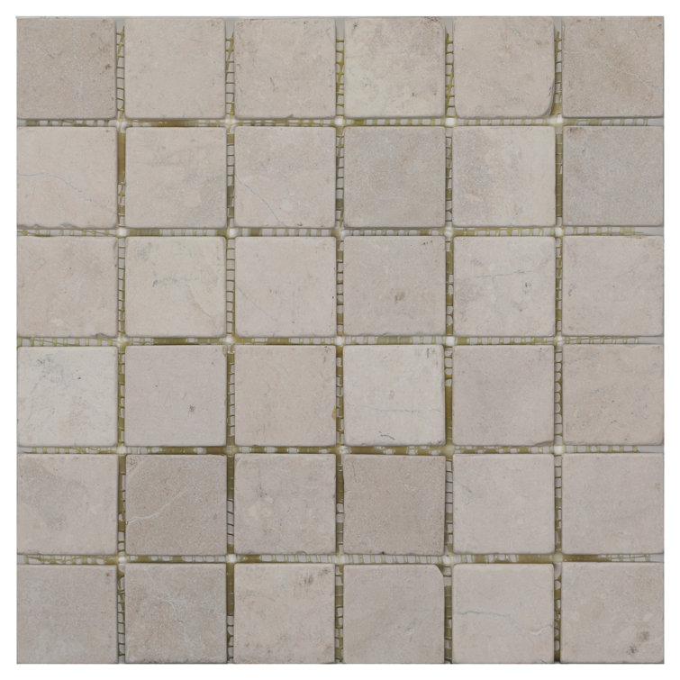 Symple Stuff Hildale 2"x2" Tumbled Crema Marfil Marble Mosaic Wall ...