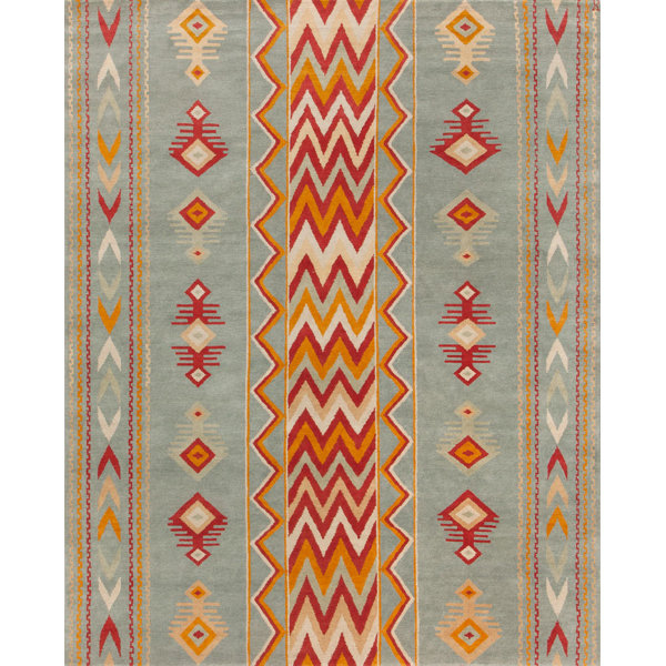 New Moon Rugs Mesa Southwestern Hand-Knotted Wool Area Rug in Blue ...