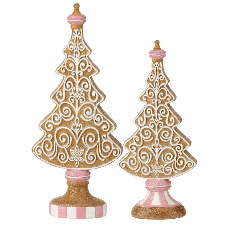 Astoria Grand 11" Resin Icing Gingerbread Trees Set of 2 | Wayfair