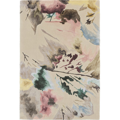 Orren Ellis Byrom Handmade Beige/Pink/Green Rug | Wayfair