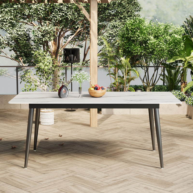 George Oliver Jassel 70.87'' Rectangular White Sintered Stone Dining ...