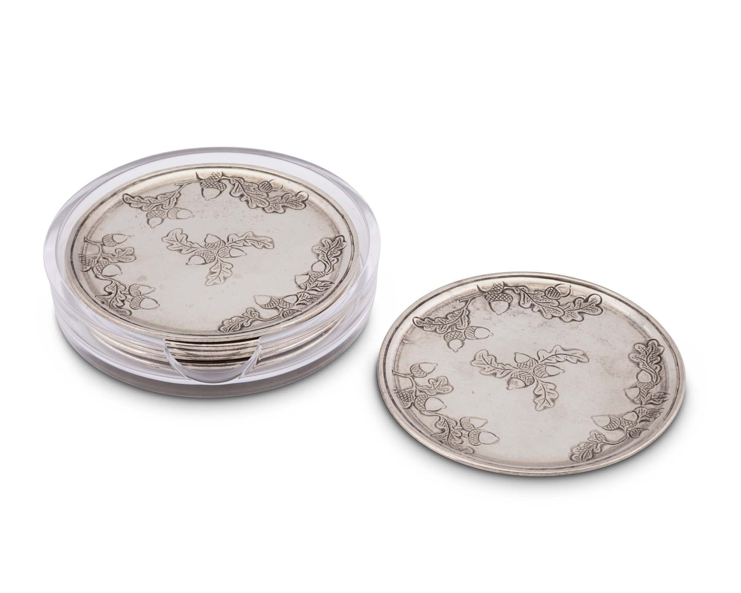 Vagabond House Majestic Forest Acorn 7 Piece Coaster Set with Holder ...